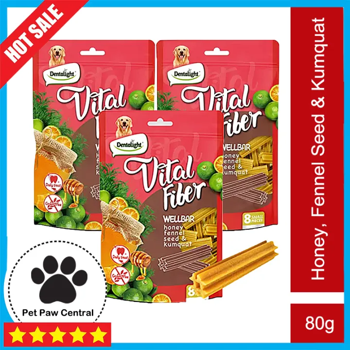 Vital Fiber Grain-free Wellbar Dental Sticks 80g x 3 Honey, Fennel Seed, Kumquat Dental Treat 3 ...
