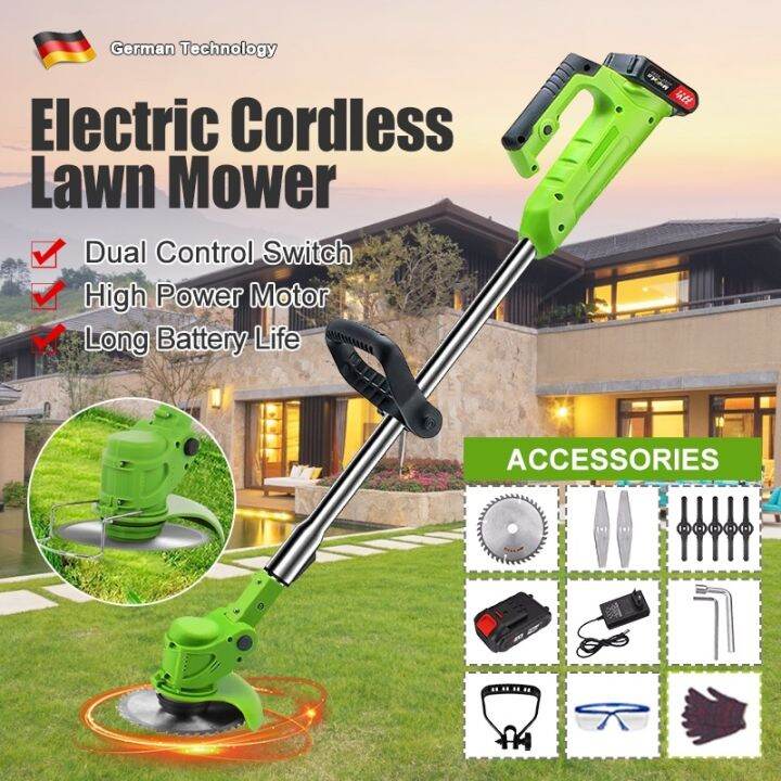 Free Battery Rechargeable Electric Grass Cutter Lawn Mower Grass ...