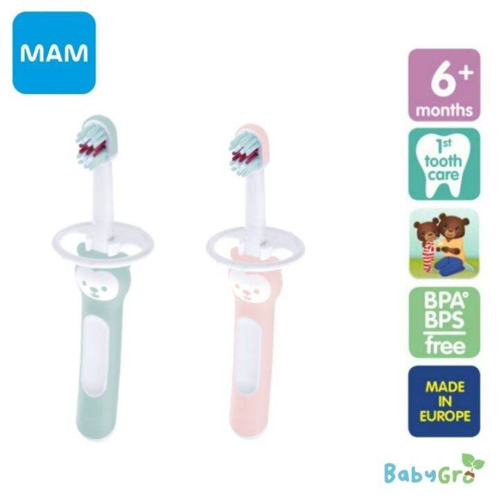 MAM Baby’s Brush Baby Toothbrush with Baby Shield 6 Months+ (Stage 3 ...