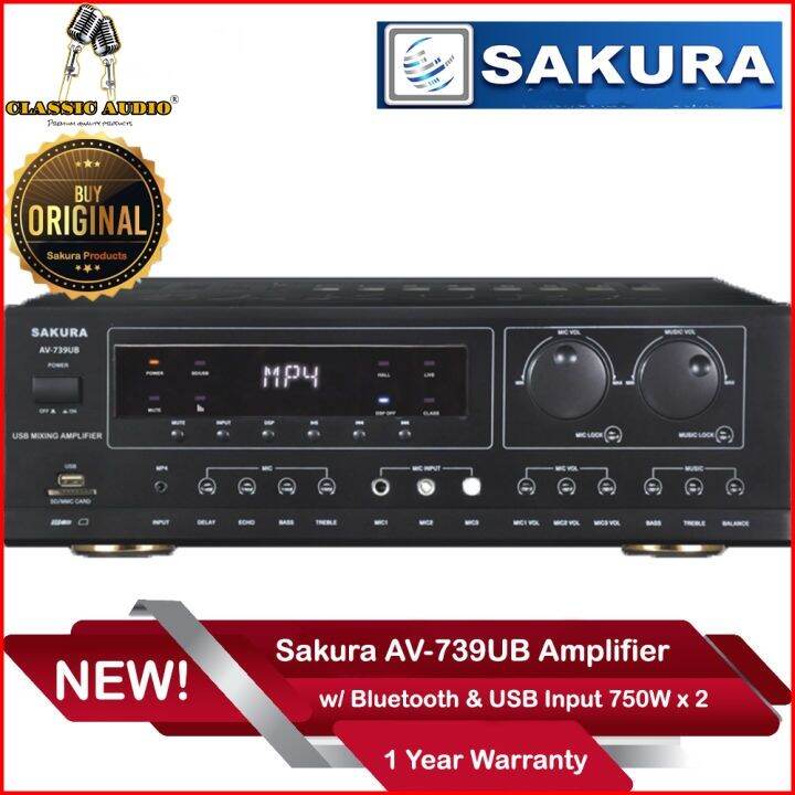 Sakura AV-739UB 750W X 2 Bluetooth Mixing Amplifier with 1 year ...