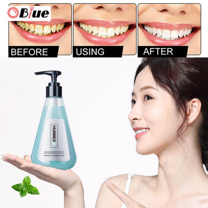 OBlue Baking Soda Press Toothpaste Fresh Breath Teeth Whitening Remove ...