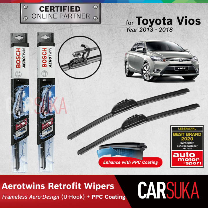 Bosch Aerotwin Retrofit U Hook Wiper Set for Toyota Vios NCP150 (24"/14") | Lazada