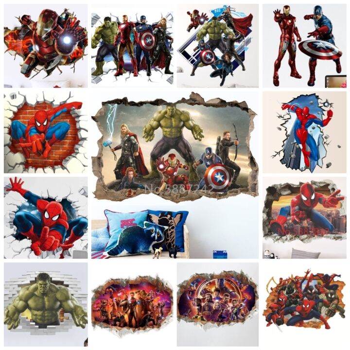 【HOT】 Avengers Spiderman Iron Man Wall Stickers For Kids Room Child ...