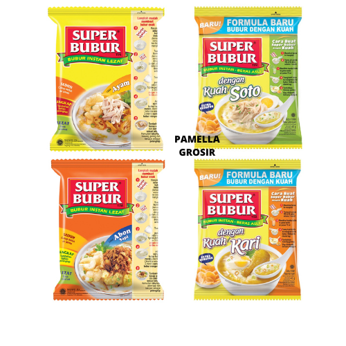 SUPER BUBUR TIM INSTAN BURYAM 46 GRAM RASA AYAM, ABON SAPI, KUAH SOTO ...