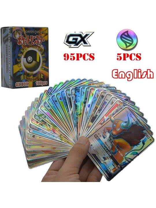 การ์ดโปเกมอนการ์ด GX MEGA EX Ptcg 100ชิ้นที่ส่องแสงการ์ดเวทีพื้นฐานเล่นคอลเลกชันเกมกล่องบูสเตอร์ ...