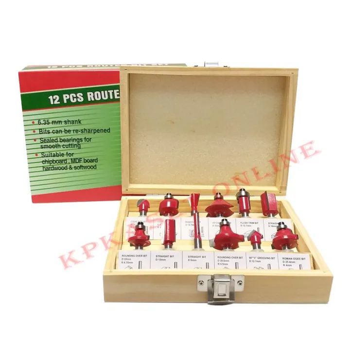 ดอกสว่าน ดอกทริมเมอร์ ดอกเราเตอร์ 2 หุน 12 ชิ้น ROUTER BIT SET ...