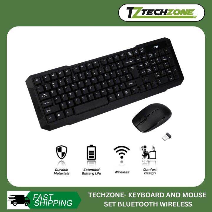 TECHZONE - Keyboard And Mouse Set Bluetooth Wireless Whisper Quiet Keys ...