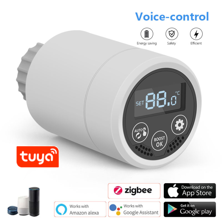 ZigBee Tuya Aktuator Radiator Pintar, Pengatur Suhu Katup Radiator ...