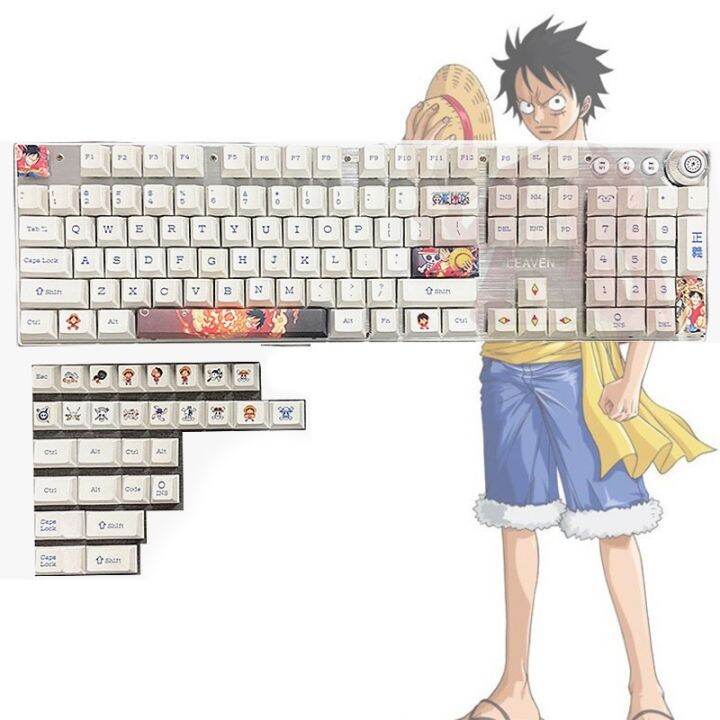 One Piece Luffy Keycaps คีย์บอร์ด Keycap PBT 5 ด้าน Dye Sublimation ...