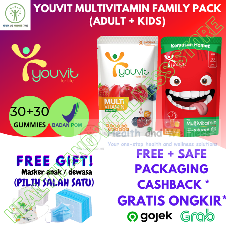 YOUVIT MULTIVITAMIN FAMILY PACK DEWASA ANAK ADULT KIDS 30 GUMMIES ...