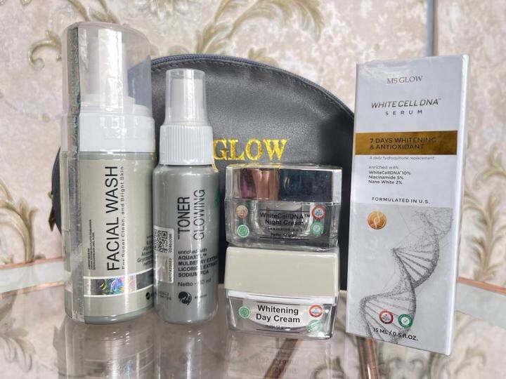 PAKET MS GLOW WHITENING WHITE CELL DNA PAKET WAJAH LENGKAP DAN SERUM ...