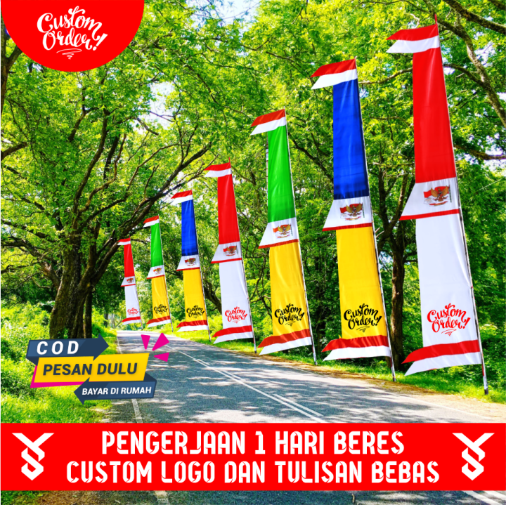 BENDERA UMBUL UMBUL BANDIR RAGAM WARNA DAN KODIAN BISA TAMBAH LOGO ...