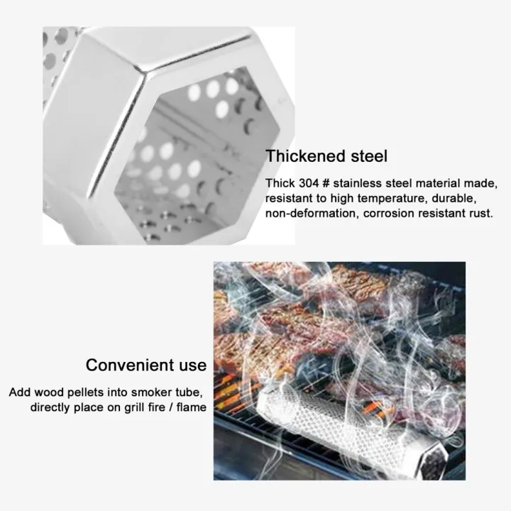 BBQ Smoker Tube 304 Stainless Steel Rhombic Outdoor Barbecue Accessory for Charcoal Grill ...