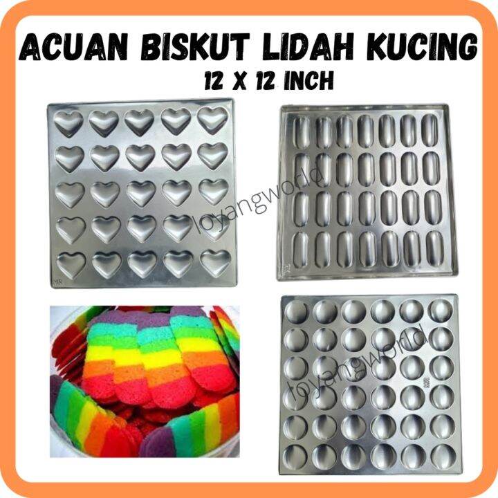 Loyang Lidah Kucing Acuan Biskut Raya Rainbow Cookies Pelangi Acuan ...