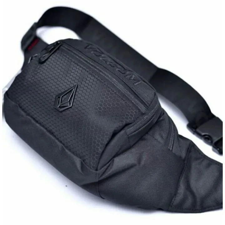 Volcom Logo Design Black and Navy Cordura Waist Bag 32x8x12 with Zipper ...