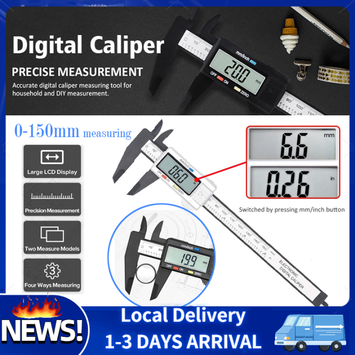 Digital Caliper 150mm Digital Vernier Caliper Plastic LCD LCD ...