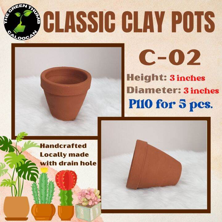 5 Pcs. Classic Clay Pots / Classic Terracotta Clay Pots | The Green ...