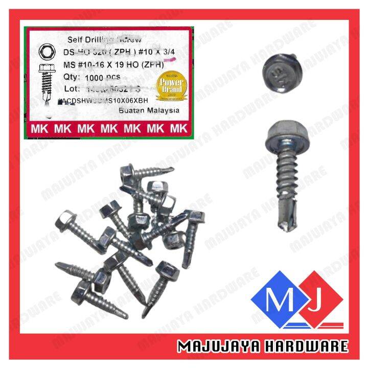1000PCS DS-HO 520 (ZPH) Self Drilling Screw Screw Besi Bumbung #10 X 3/ ...