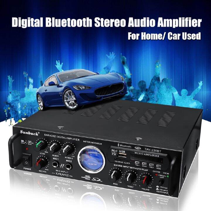 220V/12V bluetooth Audio Stereo Receiver Amplifier USB FM SD Mic Home ...