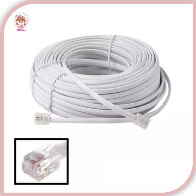 RJ11 Cable Telephone Line Wire Two-core 5m 10m 20m 100m | Lazada PH