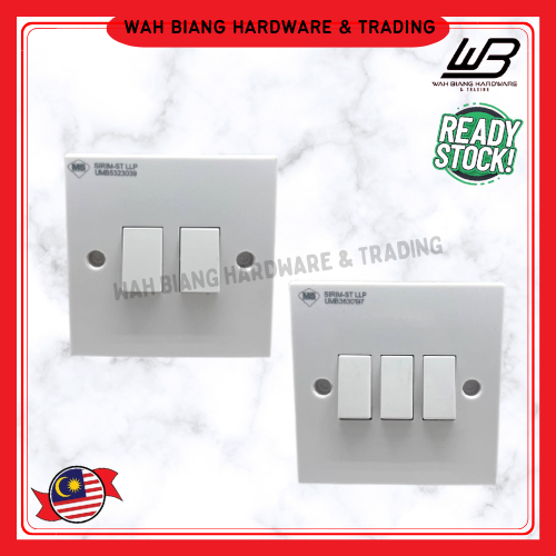 【Ready Stock】1 UNIT UMS 2 GANG // 3 GANG 1 WAY FLUSH SWITCH 10AX 250V ...