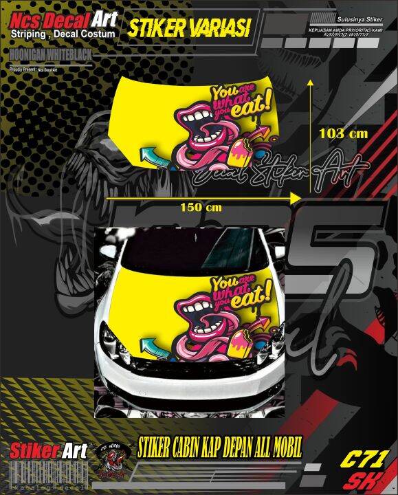 stiker decal cap mobil stiker kap depan mobil sticker bemper mobil ...
