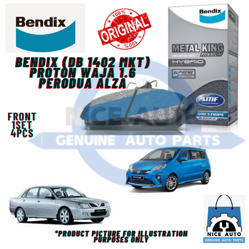 PROTON WAJA 1.6/ PERODUA ALZA FRONT BRAKE PAD - BENDIX Metal King ...