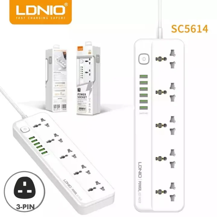 LDNIO Univeral Power Strip British Standard Multifunctional Plug-in Board Usb extension 5way ...