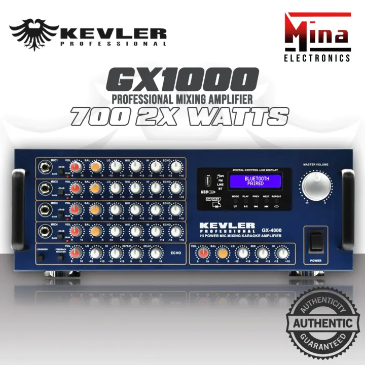Kevler GX1000 Professional Mixing Amplifier 700W x 2 with Bluetooth,FM ...