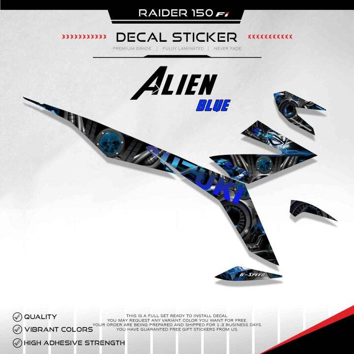 Suzuki Raider 150 Fi Decals - ( Fully Laminated - Gloss Vinyl high ...