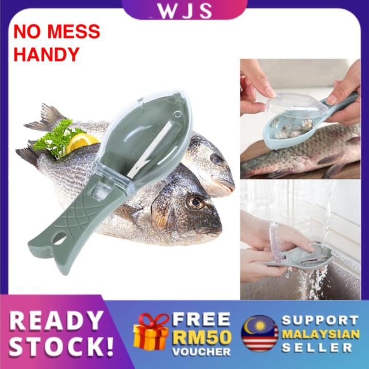 (NO MESS) WJS Fish Scale Scraper Scale Remover Seafood Cleaner Peeler ...
