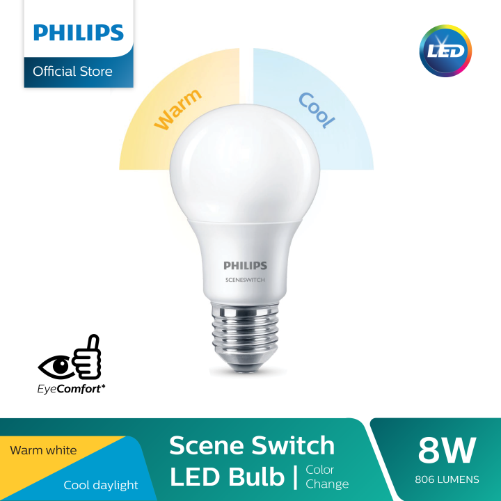 Philips Bulbs Premium Scene Switch LED Bulb 8 Watts Tri-Color E27 LED ...