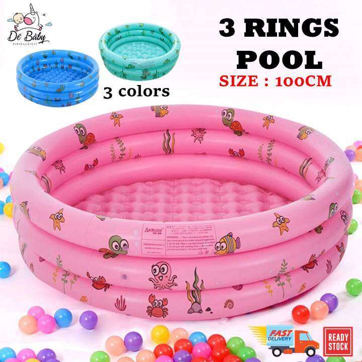 3 Rings Inflatable Round 100X31CM Swimming Pool Children Bathtub Kids ...
