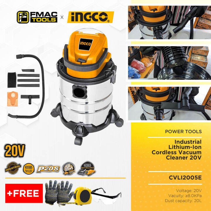 INGCO Industrial Lithium-Ion Cordless Vacuum Cleaner 20V NO BATT ...