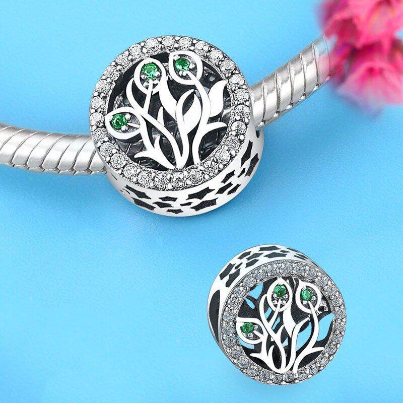 กำไลต้นไม้สีเขียว Cz 925เงินสเตอร์ลิงห้อยสร้อยคอทำเอง | Lazada.co.th