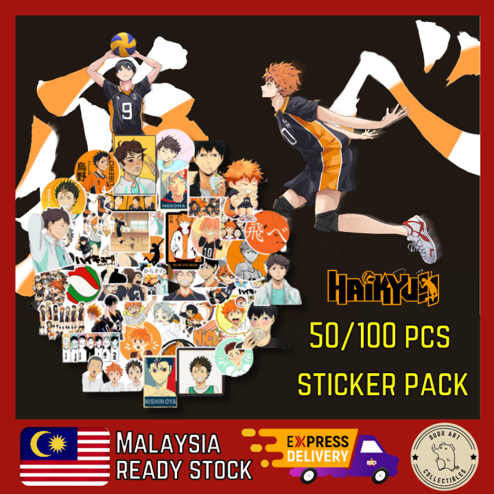 Ready Stock 100 pcs of Japanese anime sticker Haikyuu stiker label ...