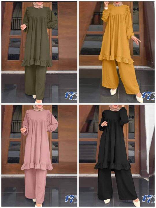 plus size plain terno muslim terno ( top and pants ) | Lazada PH