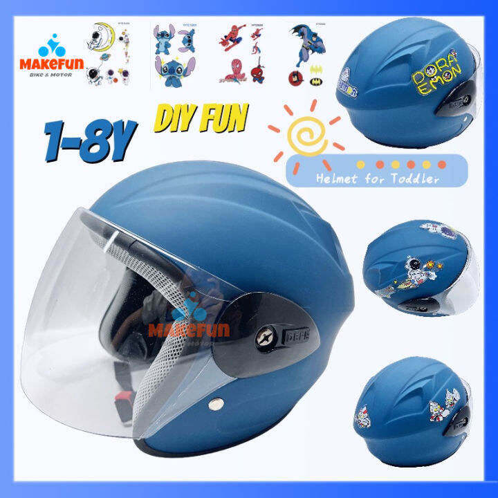 MAKEFUN 1-8Y Motorcycle Toddler Boys Helmet for Kids Half face Black Inner Lining Helmets Motors ...