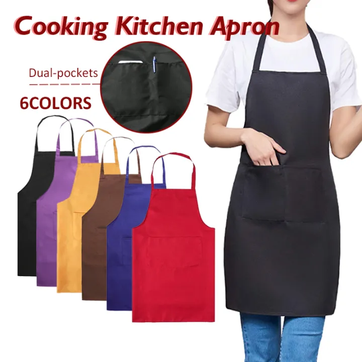 Solid Color Splash Proof Apron Easy Cleaning Cooking Aprons | Lazada PH