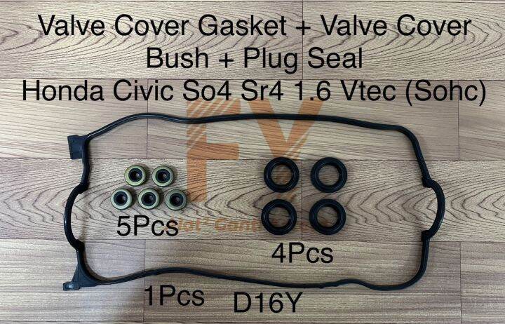 VALVE COVER GASKET + VALVE COVER BUSH + PLUG SEAL HONDA CIVIC SO4 SR4 1 ...