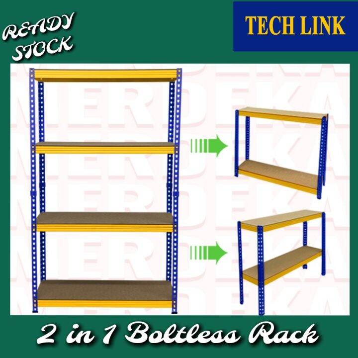 Boltless Rack with Fibreboard Shelf - 300mm x 900mm x 1500mm - Yellow ...