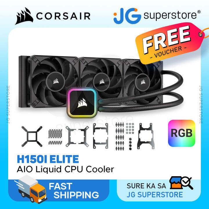 CORSAIR H150i Elite iCUE RGB Liquid CPU Cooler with Triple 120mm AF120 ...
