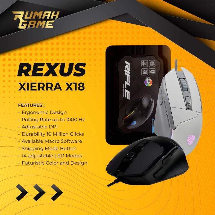 Mouse Gaming Rexus Xierra X18 RIFLE Ergonomic Shape 8D Gaming Mouse ...