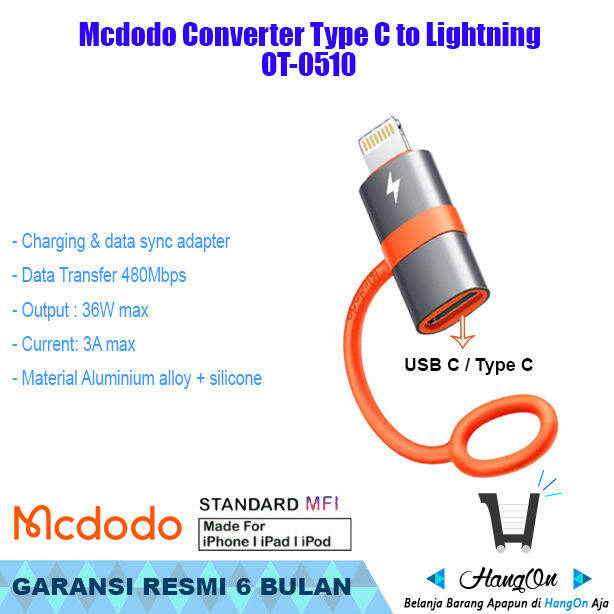Mcdodo OTG OT-0510 Type C to Lightning PD Fast Charging Connector 3A | Lazada Indonesia