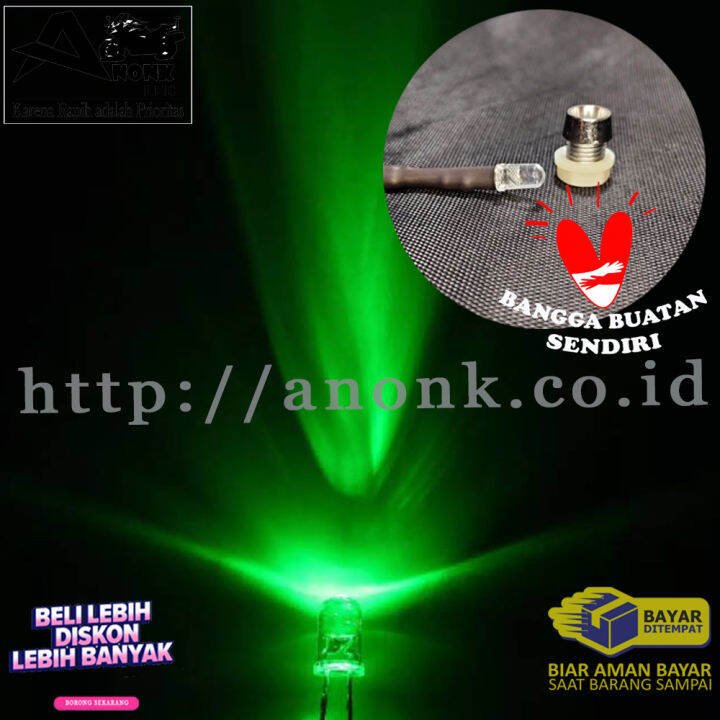 Lampu Led Alarm Hijau / Indikator Alarm Palsu Hijau Kedip / Led 5mm ...