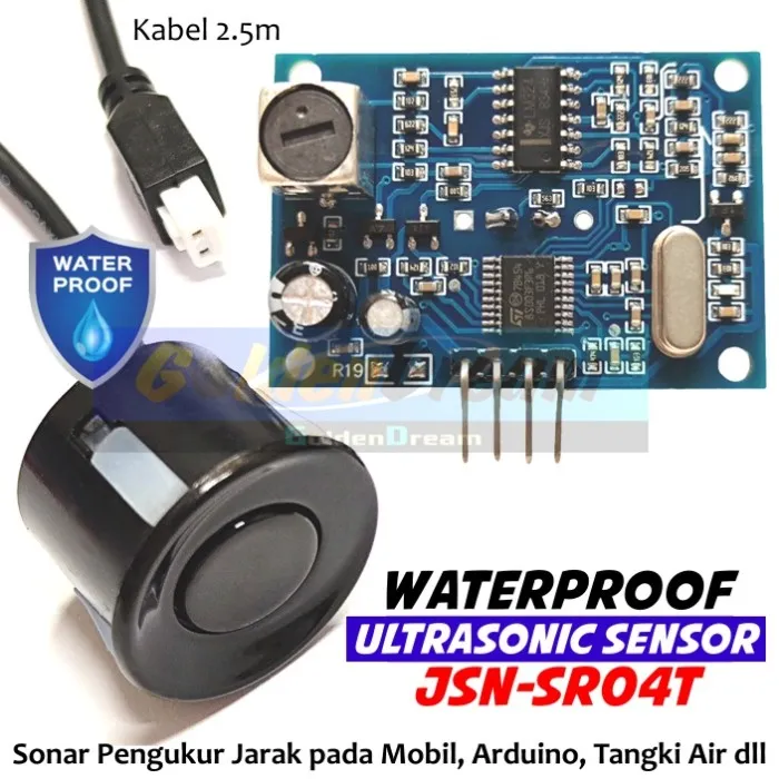 JSN SR04T Ultrasonic Waterproof Sonar Sensor Pengukur Jarak Arduino v2 ...