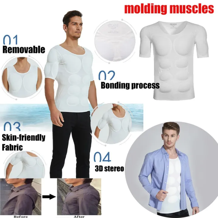Men's Body Shapewear Fake Muscle Shirt Become Strong in an Instant ...