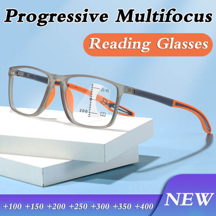 แว่นตาผู้สูงอายุมัลติโฟกัสแบบโปรเกรสซีฟกีฬา TR90สายตาของผู้ชายแว่นตาอ่านหนังสือป้องกันแสงสีฟ้า ...
