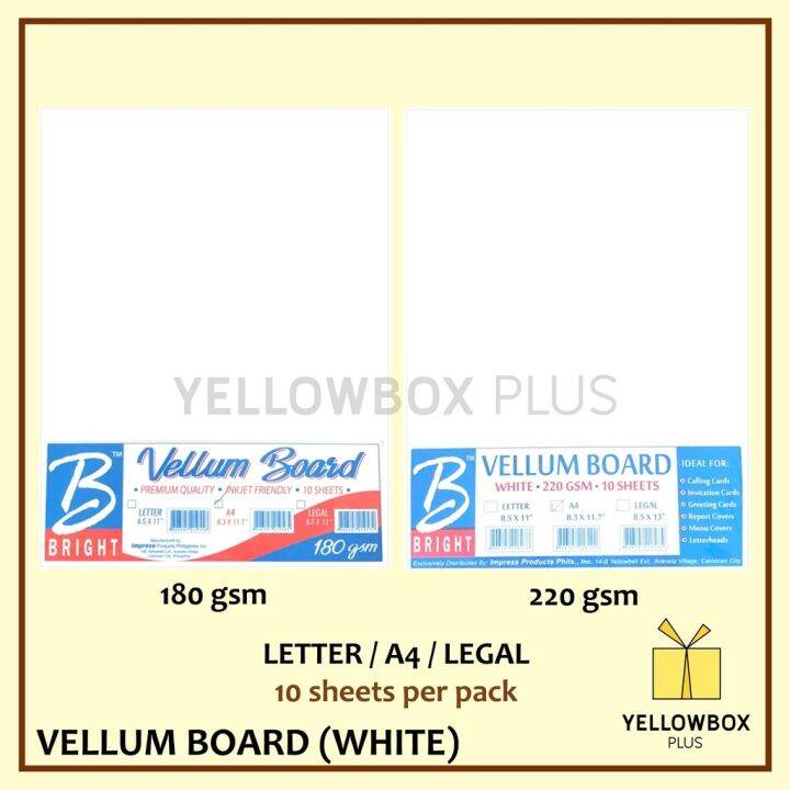 （Original Product） 10pcs Vellum Board A4 letter Long size Paper 180 gsm ...