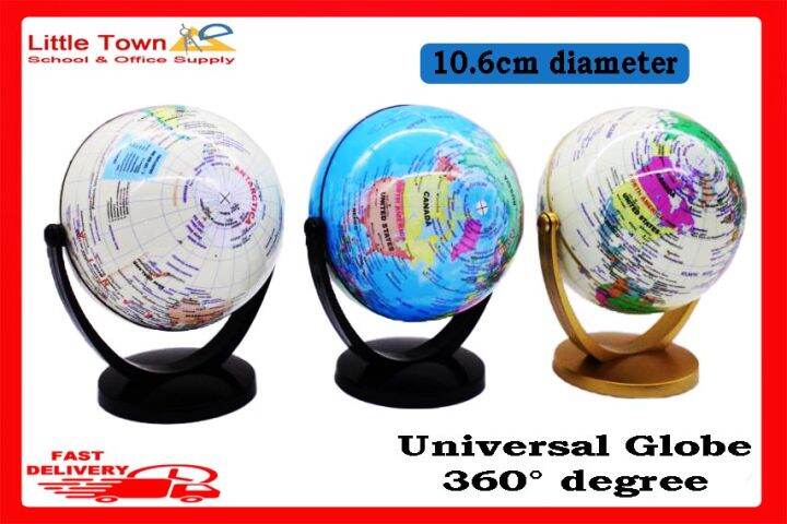 Universal Globe 360° degree / 720° degree rotating globe map 10.6cm ...